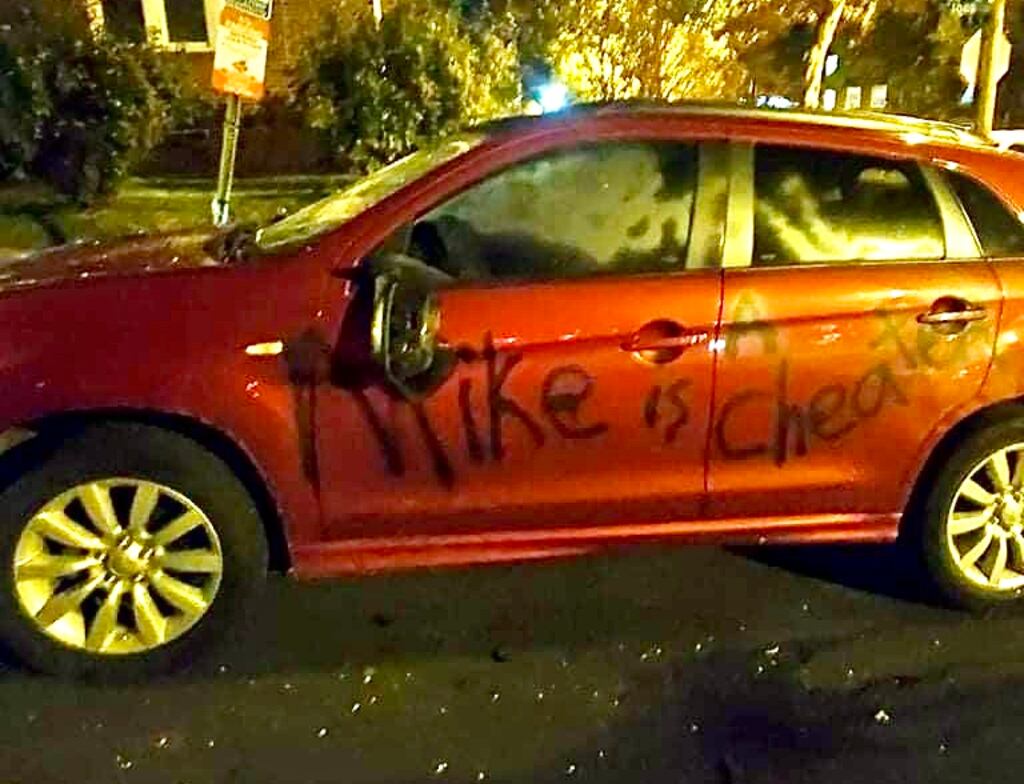 ‘Mike is a cheater’ spray-painted on car belonging to veteran not named ...