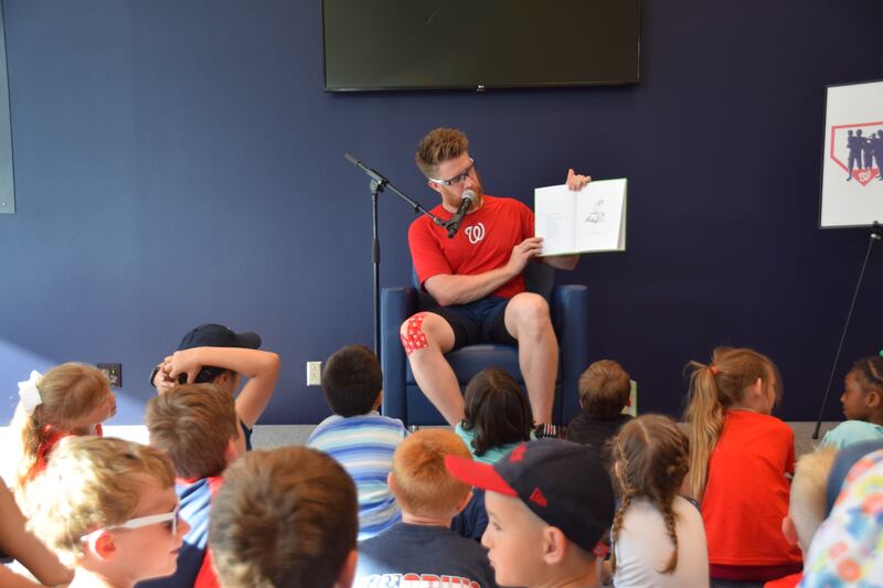Washington Nationals Major League Baseball player Sean Doolittle reads ...