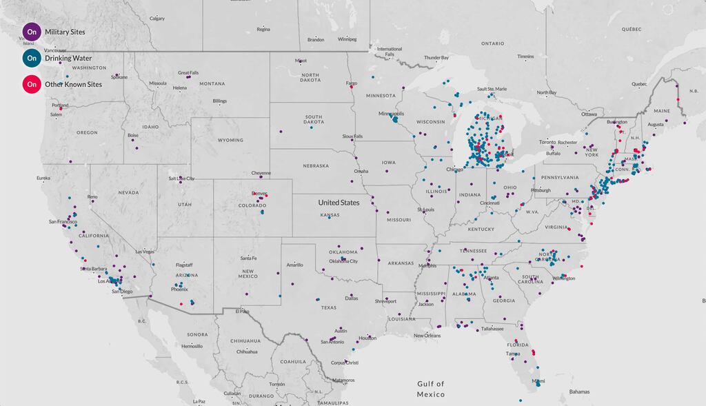 Here’s an updated map of military sites where DoD found cancer-causing ...