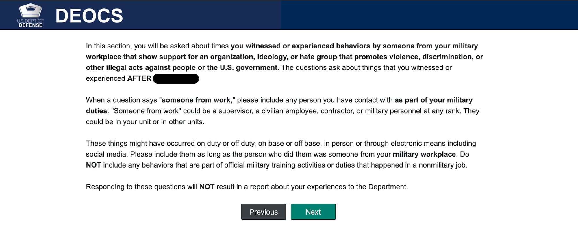 DoD testing extremism questions on command climate surveys