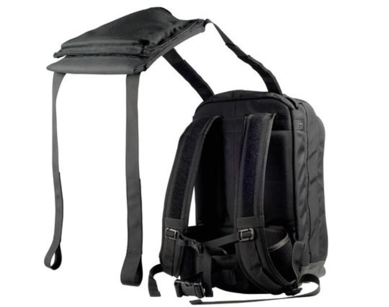 This DEVCORE plate carrier deploys a rifle plate from a backpack in seconds