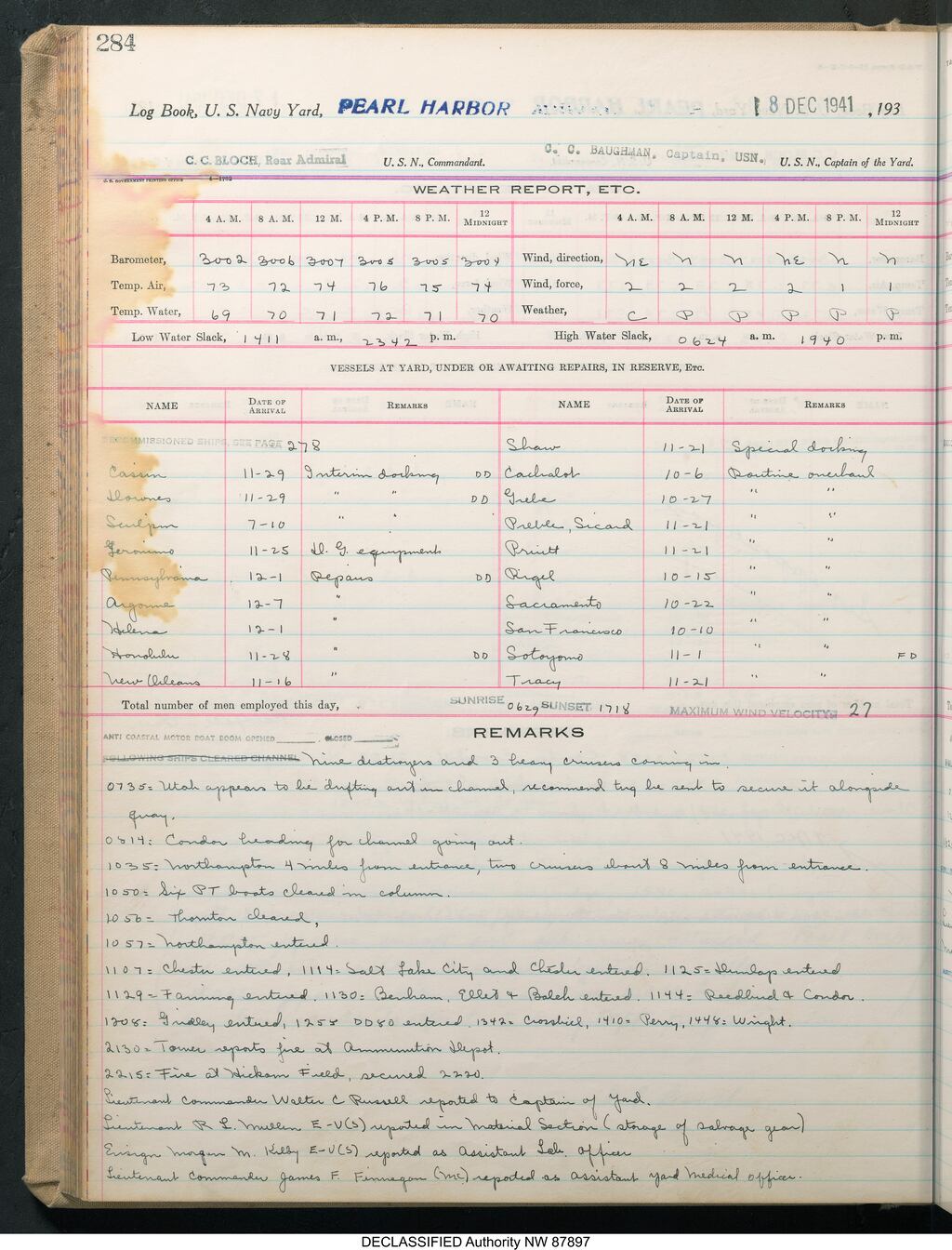 Navy Logbook Found 84 Years After Pearl Harbor Attack - The DENISE ...