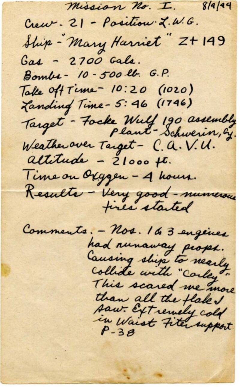 His father never spoke of WWII. His flight logs told the story for him